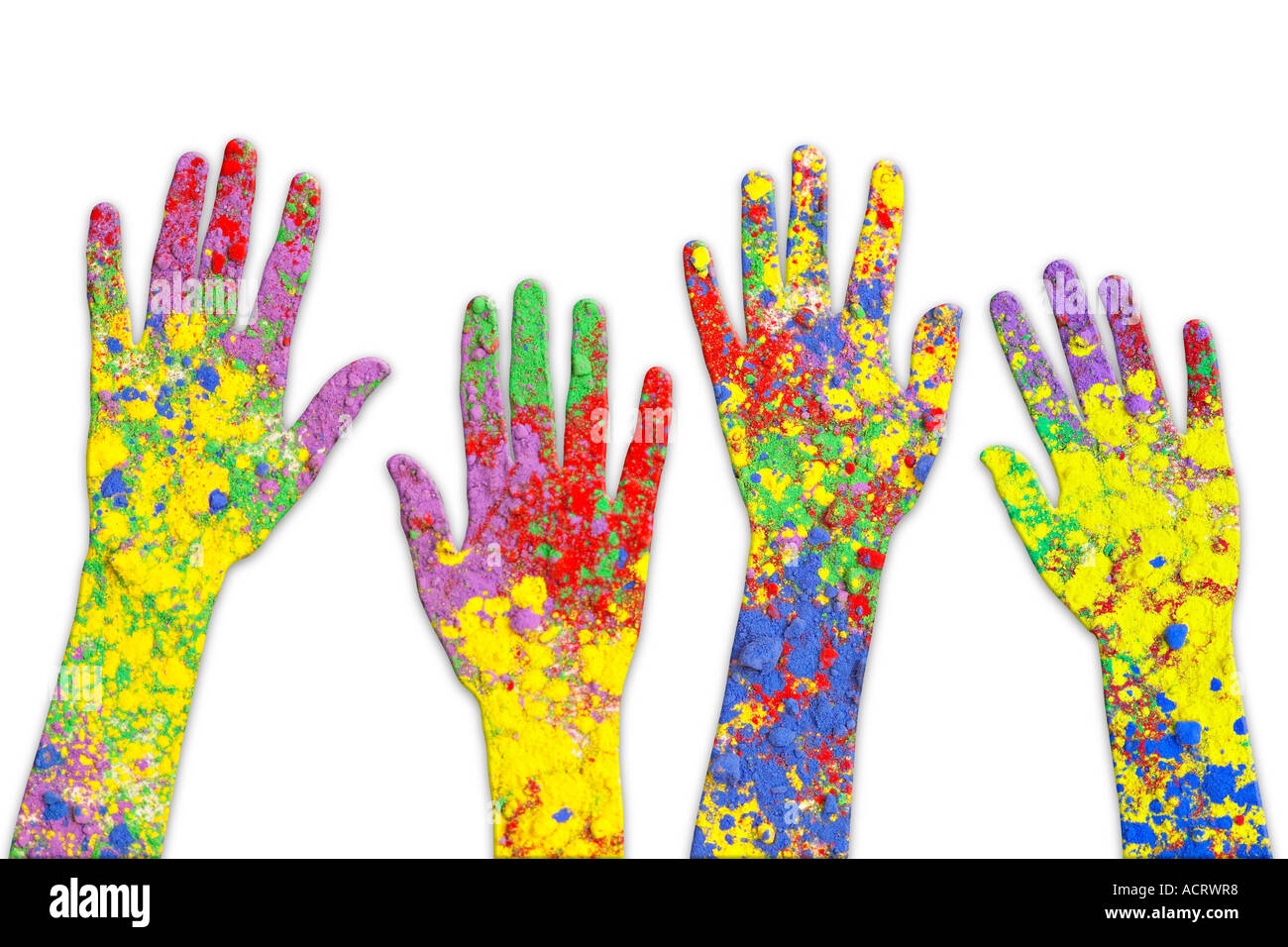 Coloured pigment powder on hand and arm outlines Stock Photo - Alamy