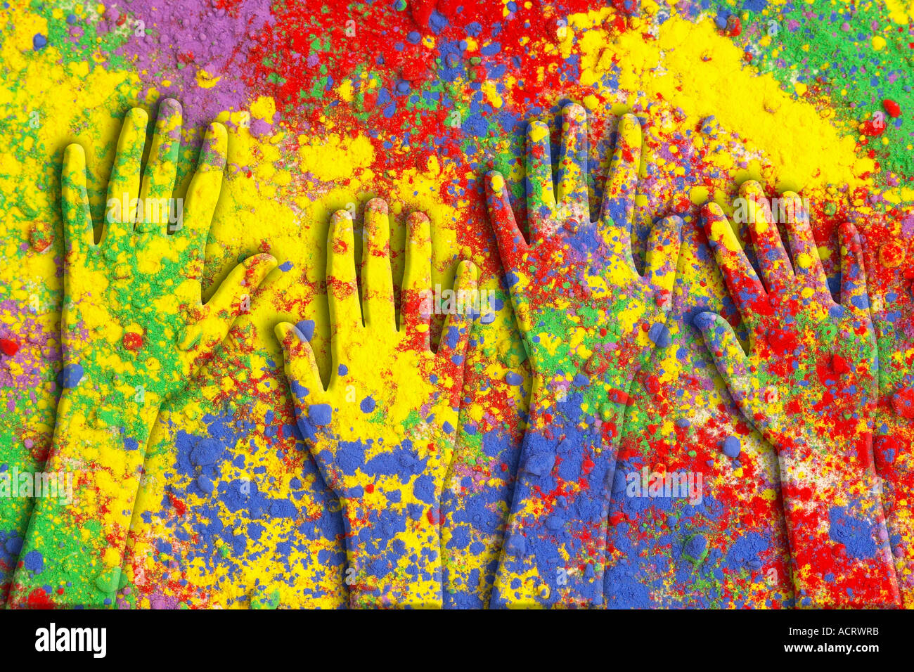 Coloured pigment powder on hand and arm outlines Stock Photo - Alamy