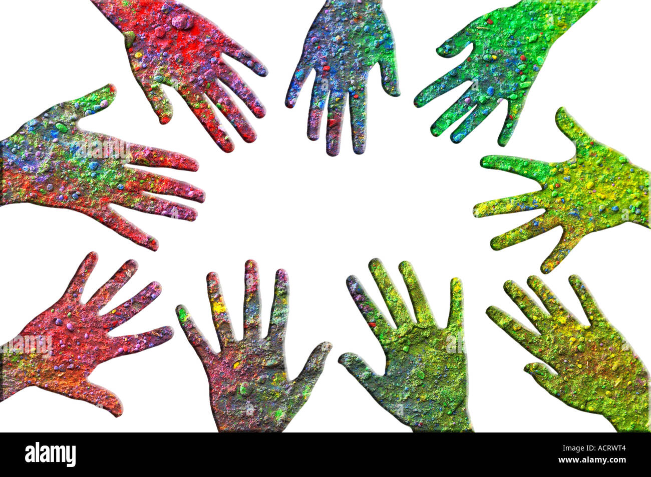 Abstract image of pigmented hands in circle Stock Photo - Alamy