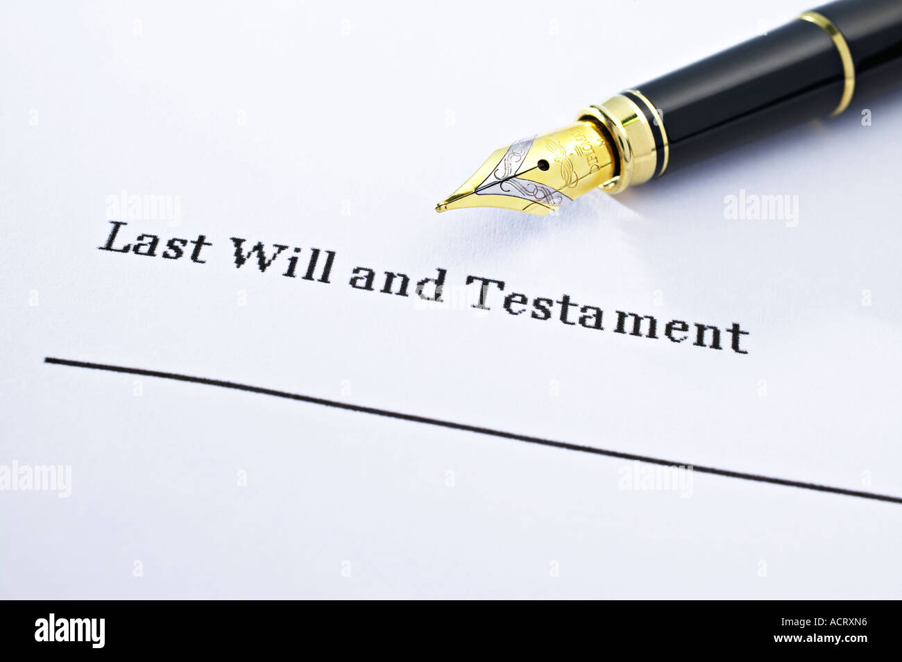 Fountain pen and Last Will and Testament signature line Stock Photo - Alamy