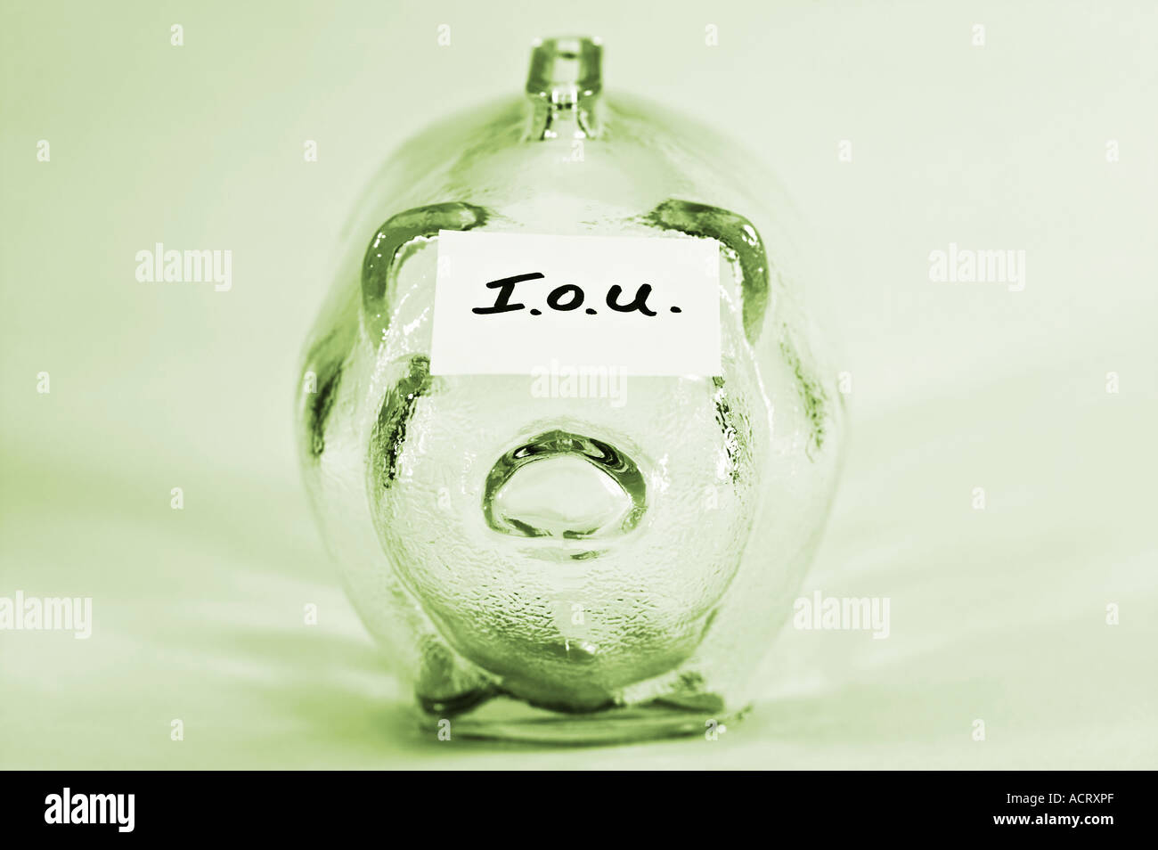 IOU sign on nearly empty piggy bank Stock Photo - Alamy