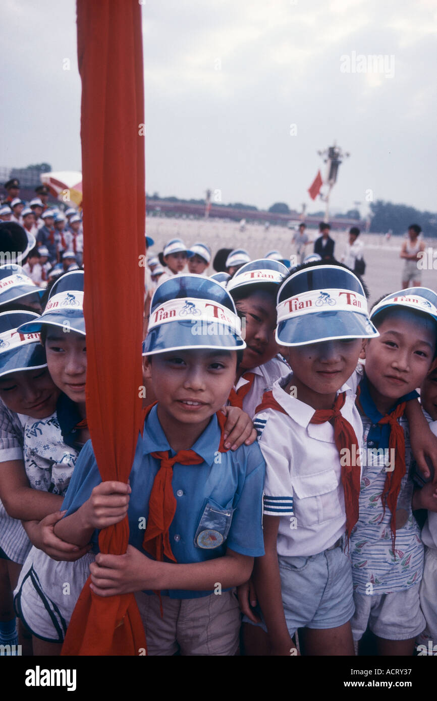 Primary students visiting Tiananmen Square Beijing China Stock Photo ...