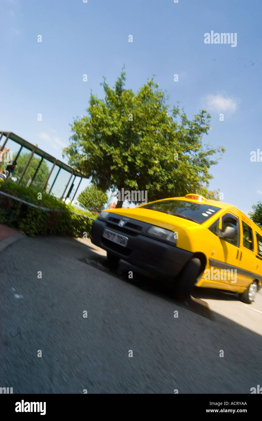 yellow taxi derby england uk great britain Stock Photo - Alamy