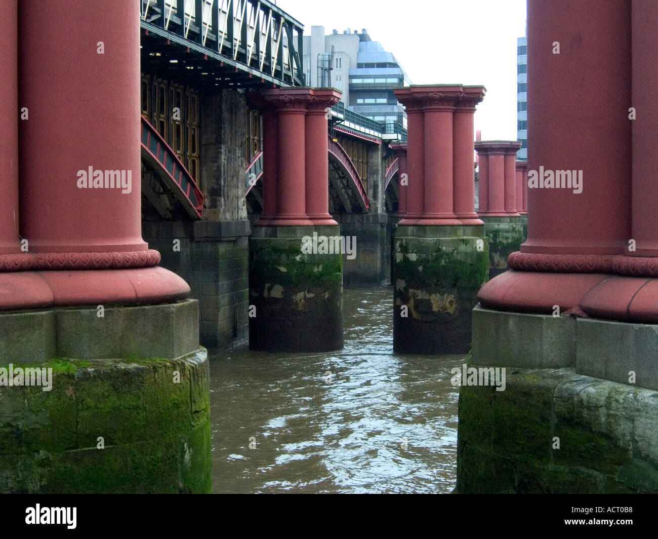 The pillars of the old blackfriars railway bridge. London Uk Stock ...