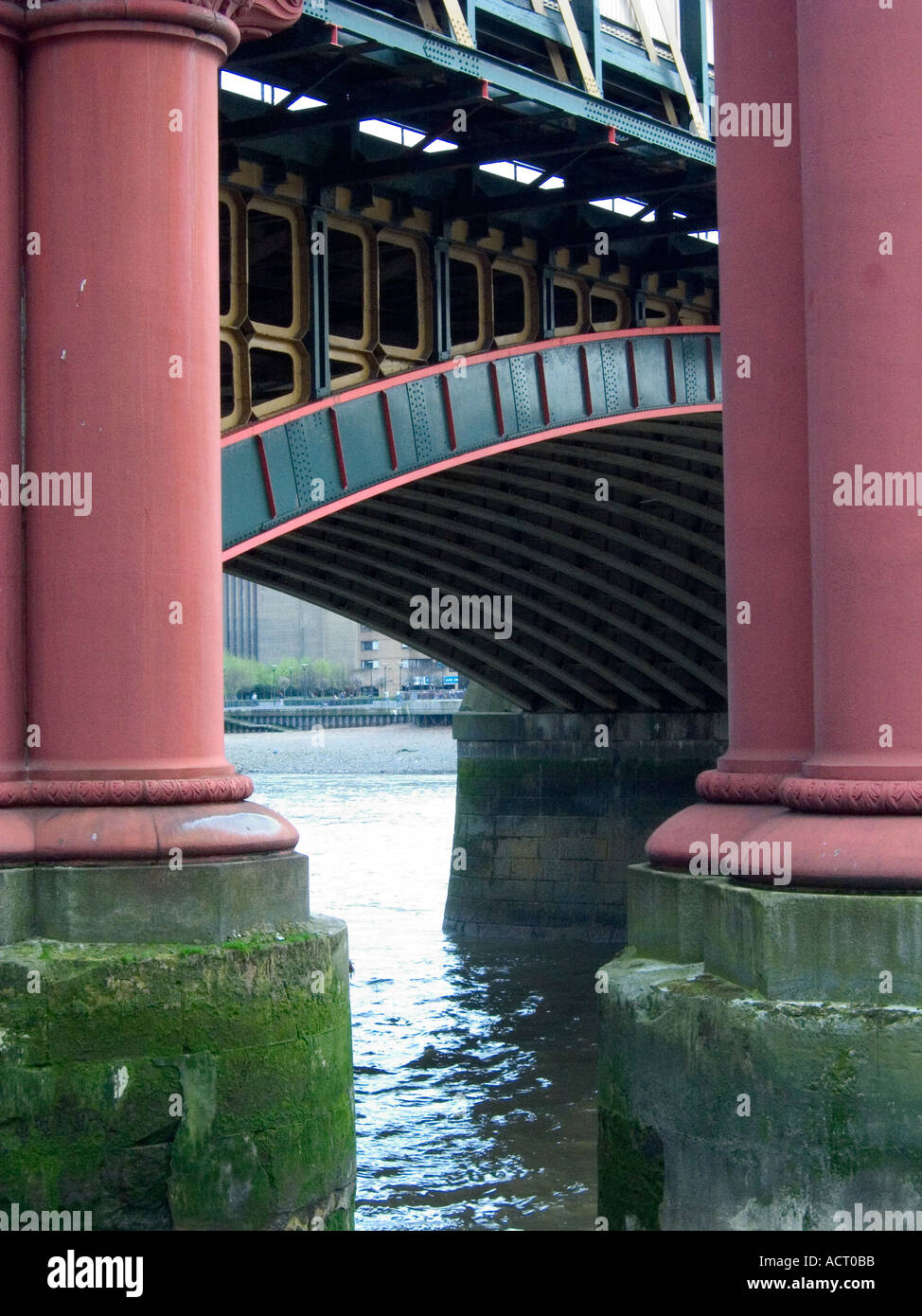 The pillars of the old blackfriars railway bridge. London Uk Stock ...