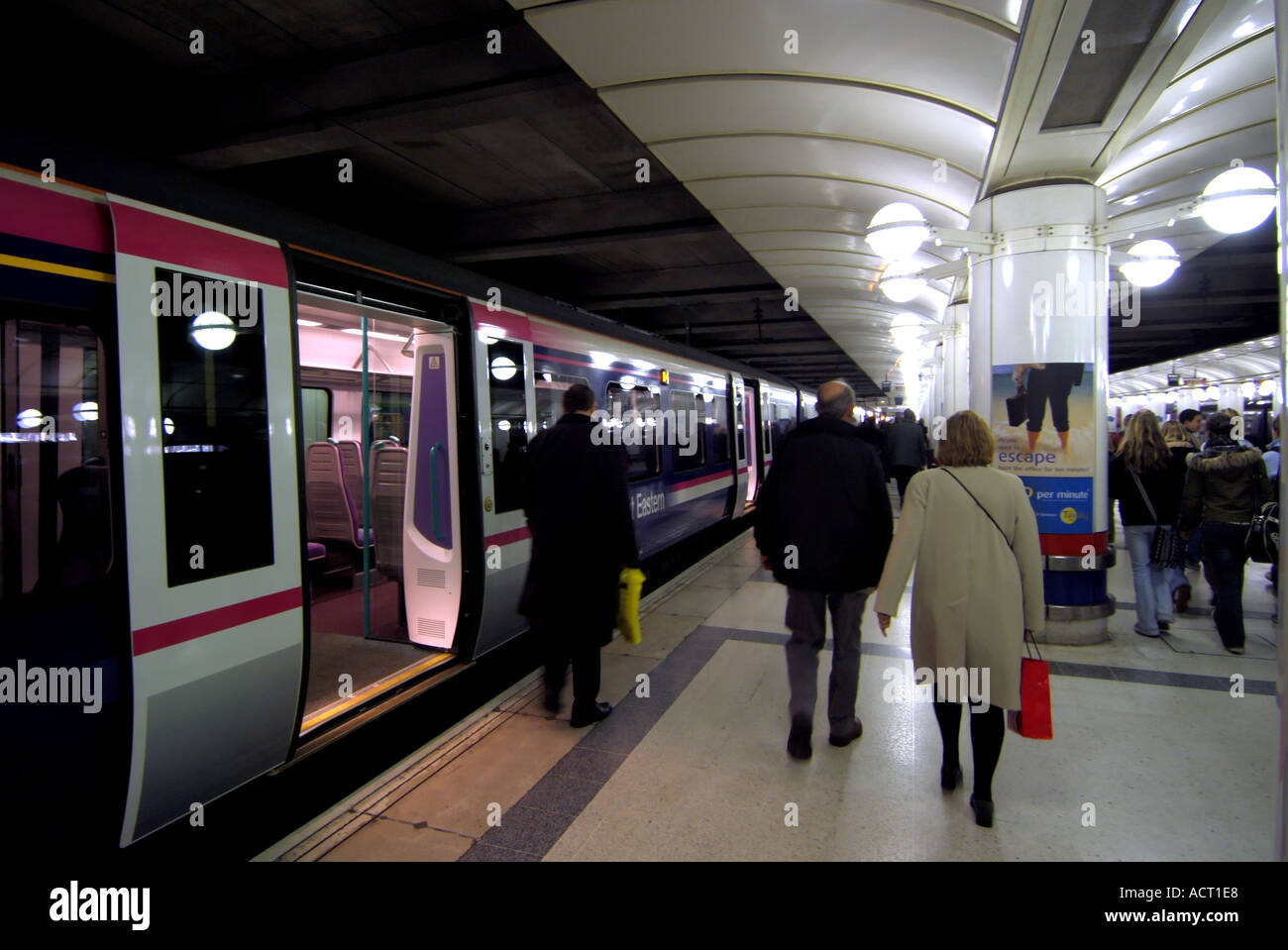 Liverpool Street railway station platform First Great Eastern train ...