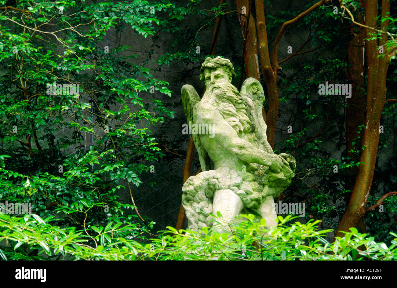 County Donegal, Ireland. Garden detail classical statue at Glenveagh ...