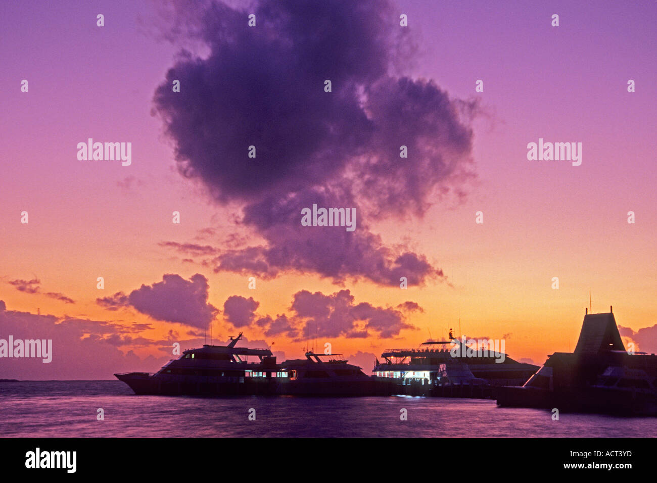 Belize harbor at dawn Stock Photo - Alamy