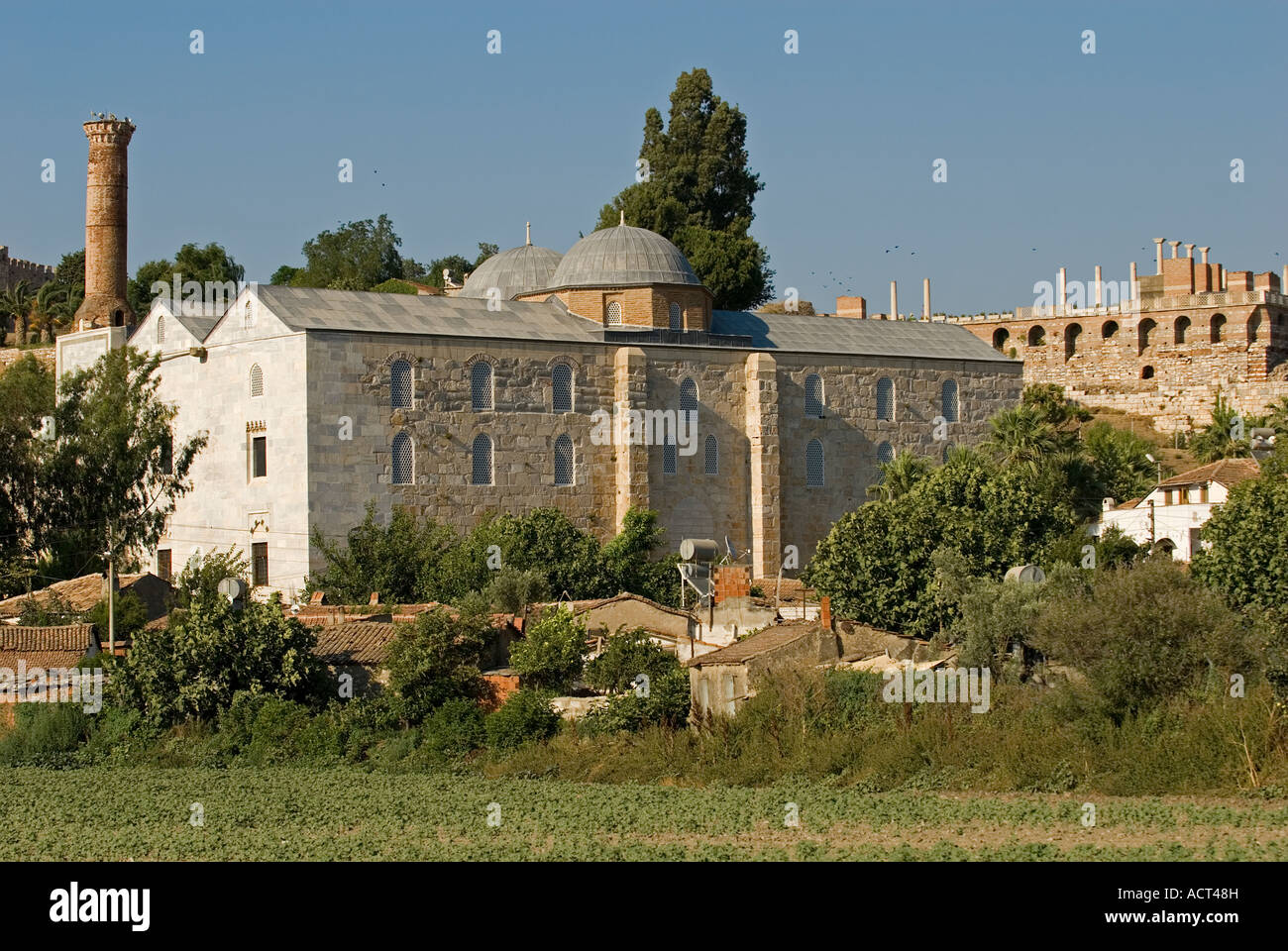 Isabey Mosque (14th century) with Byzantine Castle and Basilica of St ...