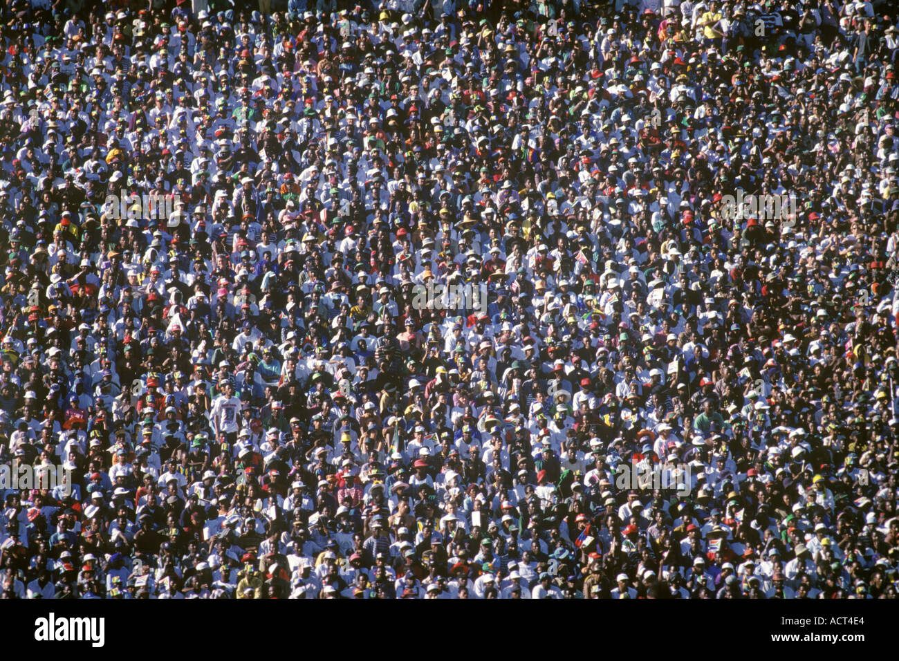 Crowd of football spectators watching the final of the African cup of ...