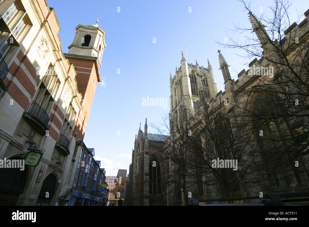 A view along North Church Side with Holy Trinity Parish Church Hull ...