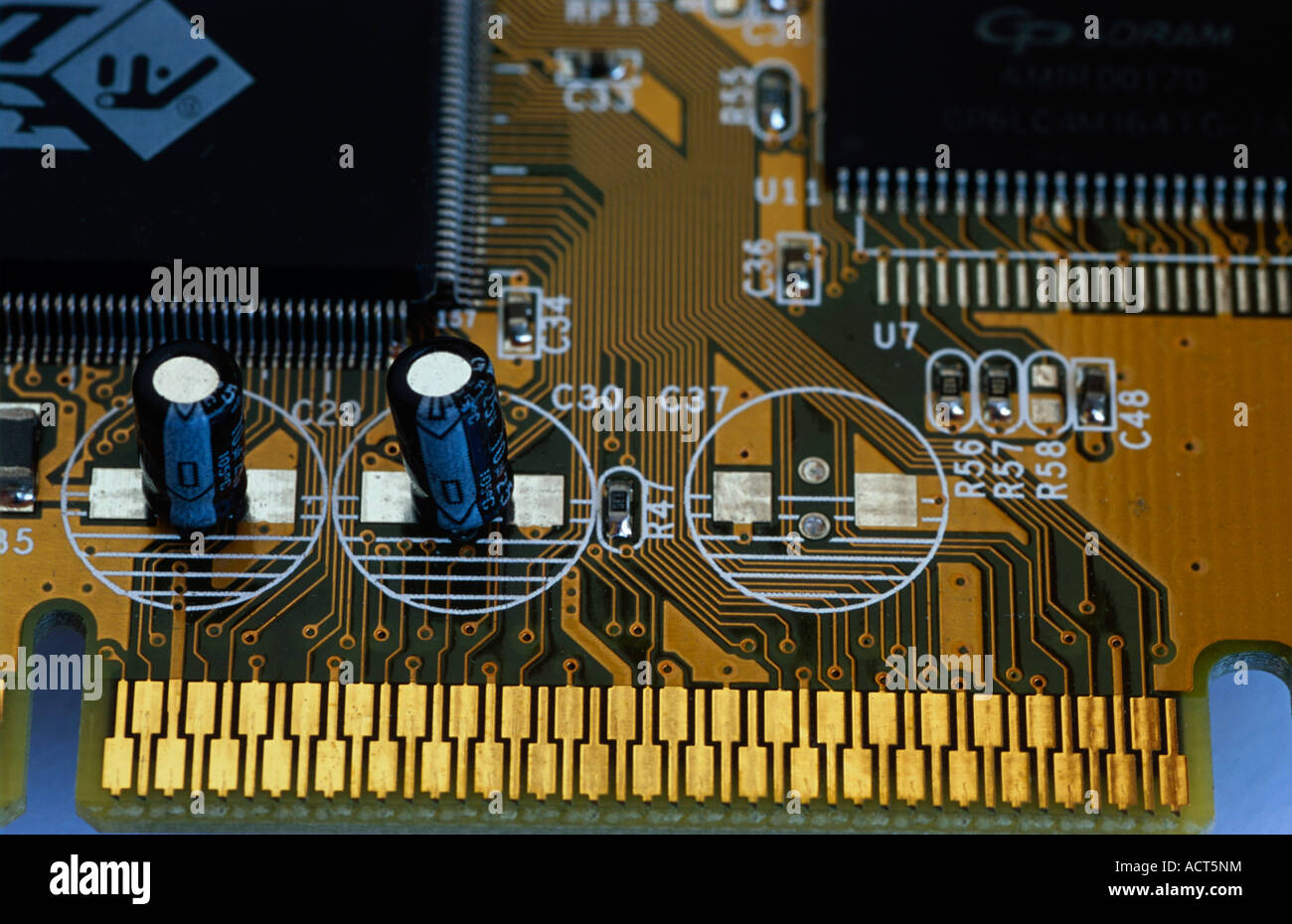 Close up of a integrated circuit board showing micro electronic ...