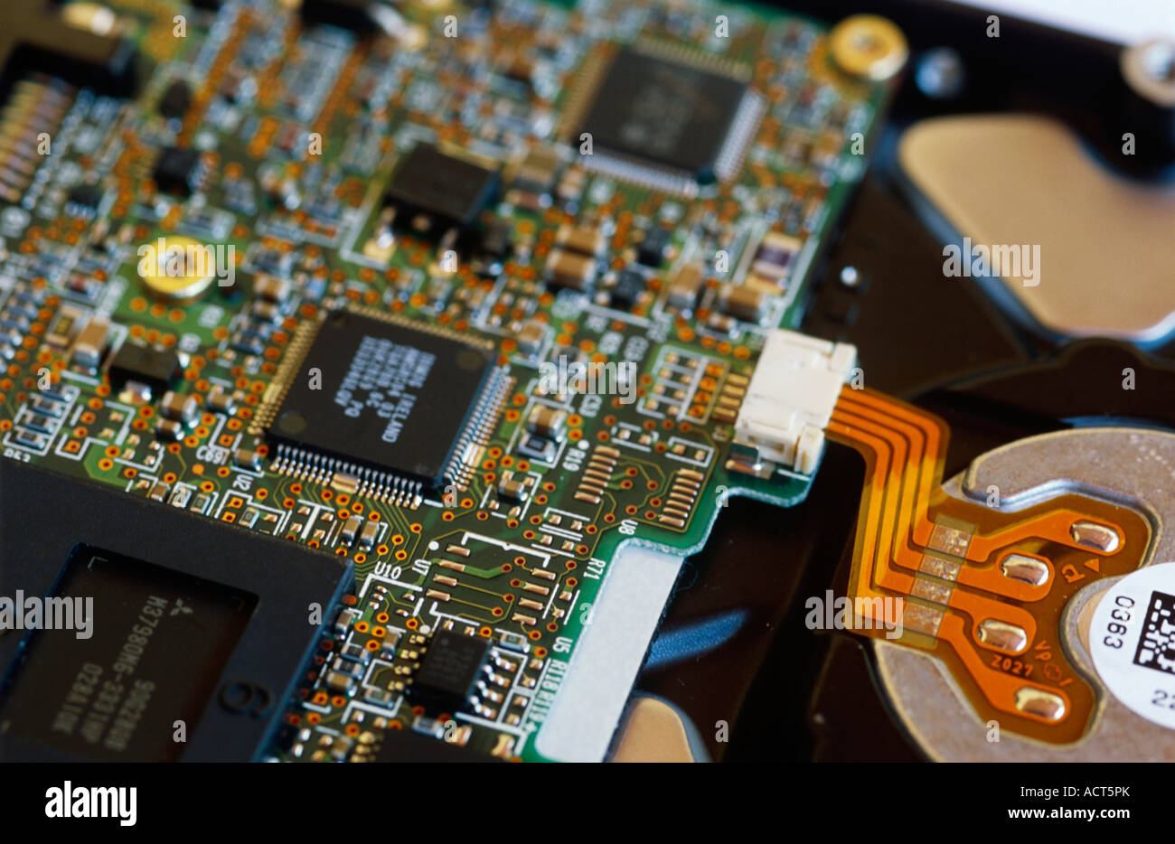 Close up of a integrated circuit board showing micro electronic ...