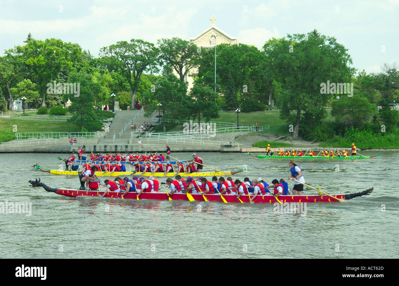 Dragon boat racing at the Dragon Boat Festival in Winnipeg Manitoba ...