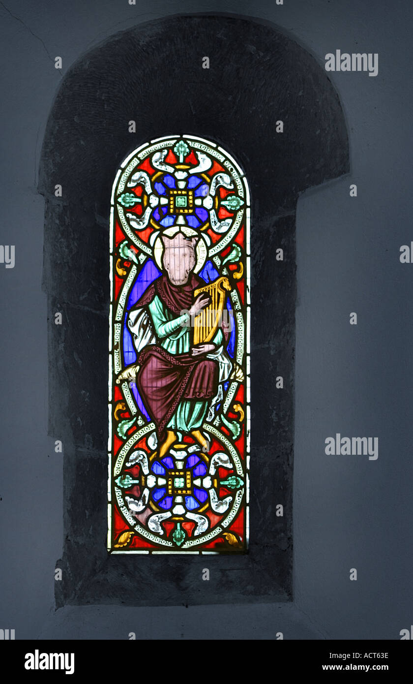 Stained glass window in the apse of Saint Mary and Saint Davids Kilpeck ...