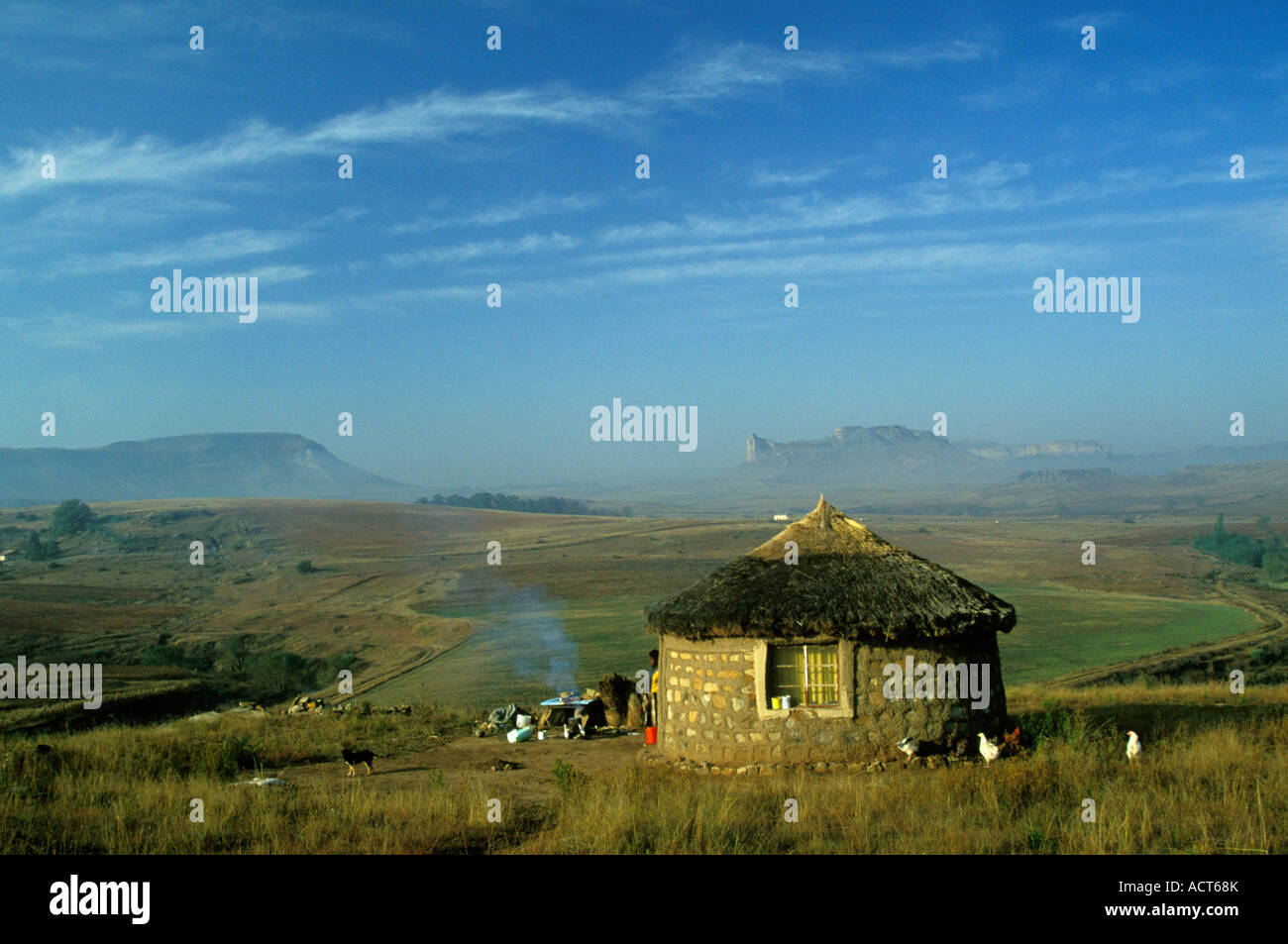 Lesotho homestead with mountains in the background Lesotho Stock Photo ...