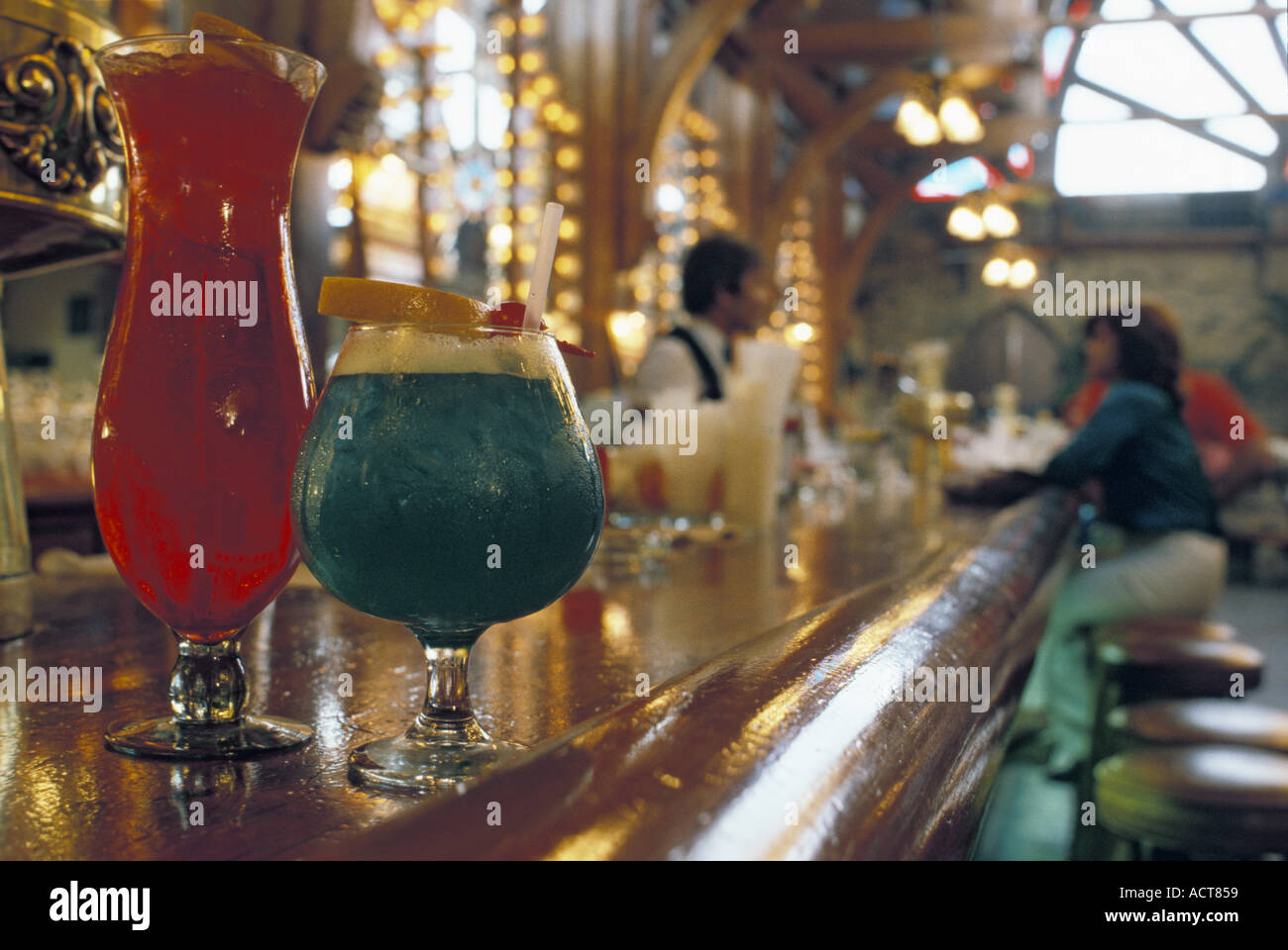 Two cocktails sitting on bar Stock Photo - Alamy