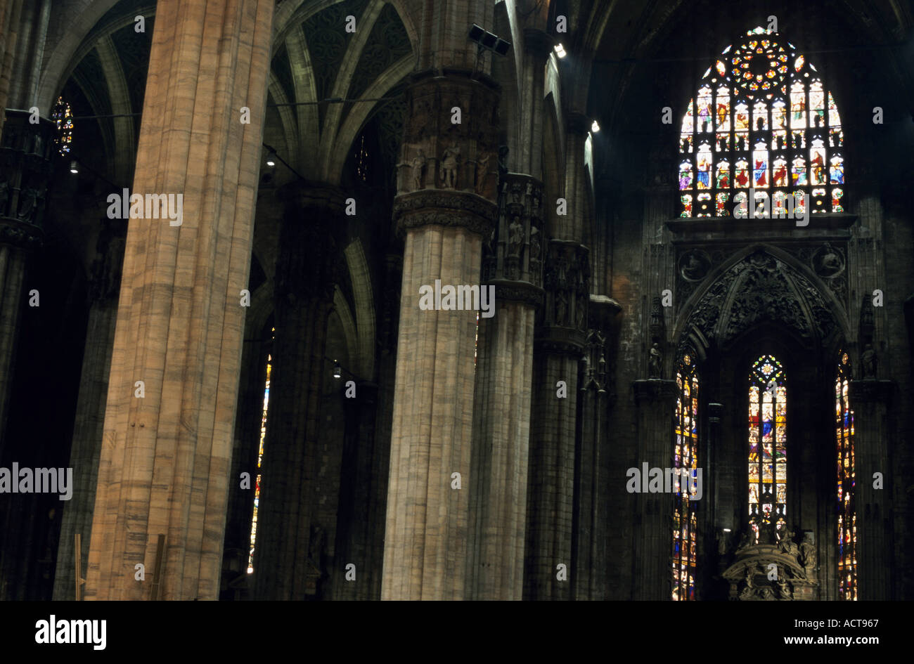 Italy Milan Columns Inside The Duomo Cathedral Stock Photo - Alamy