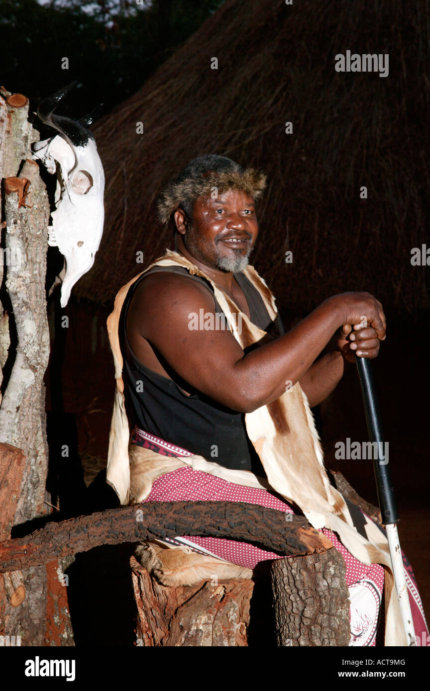 The chief at the Shangana cultural village Hazyview Mpumalanga South ...