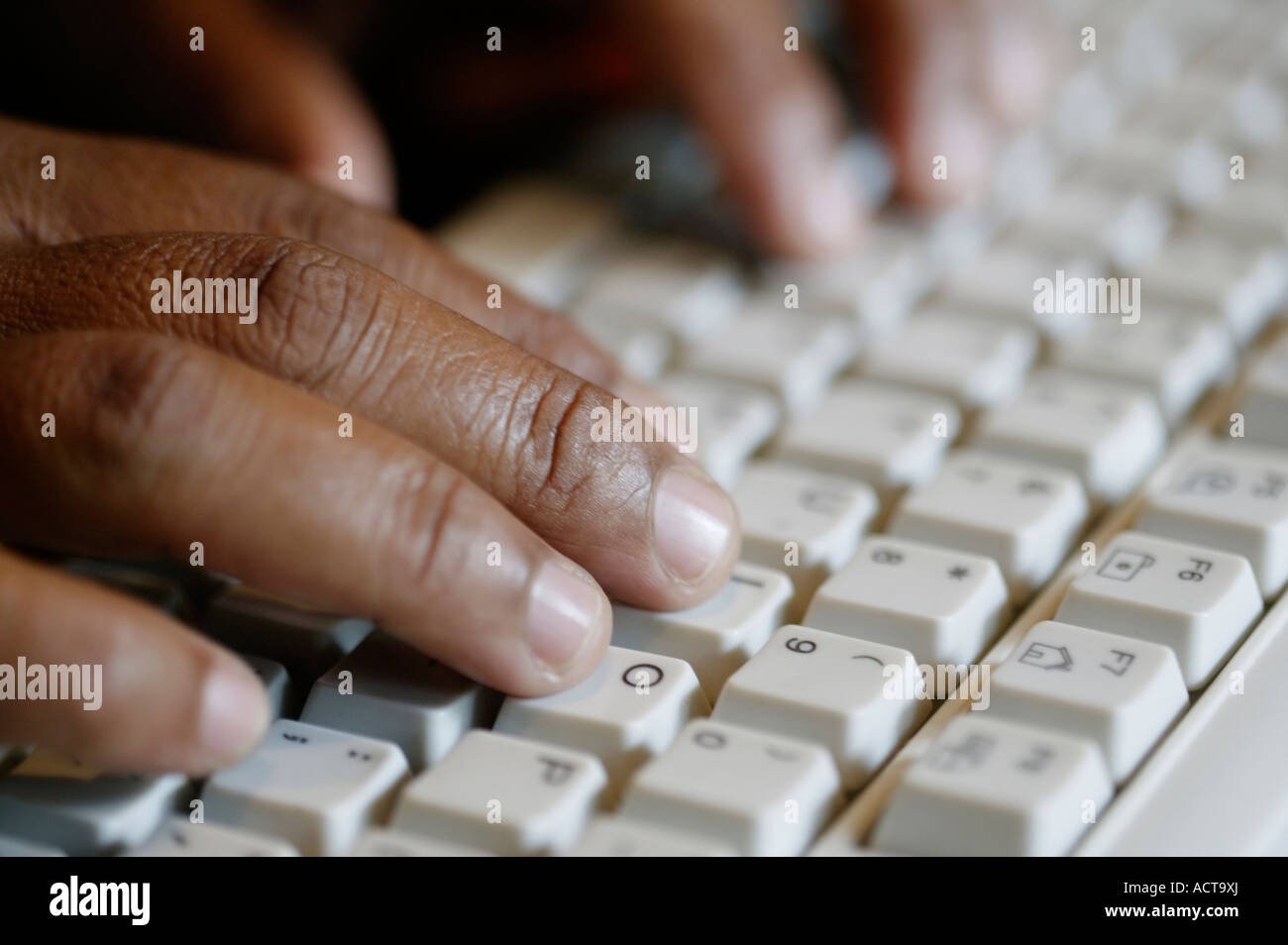 Womans hand typing South Africa Stock Photo - Alamy