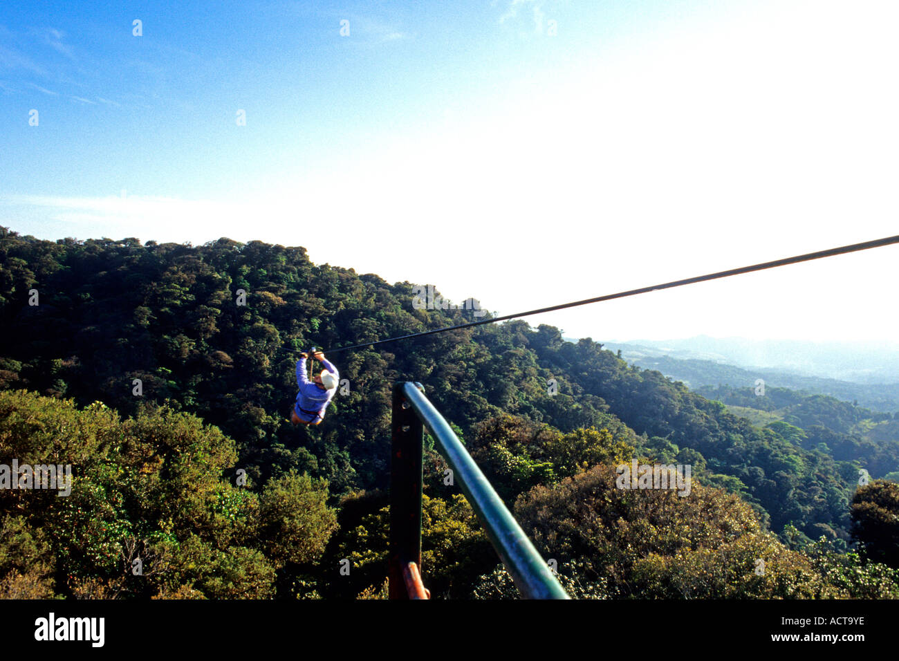 Canopy tour via cable slide, Monteverde Cloud Forest Preserve, Costa ...