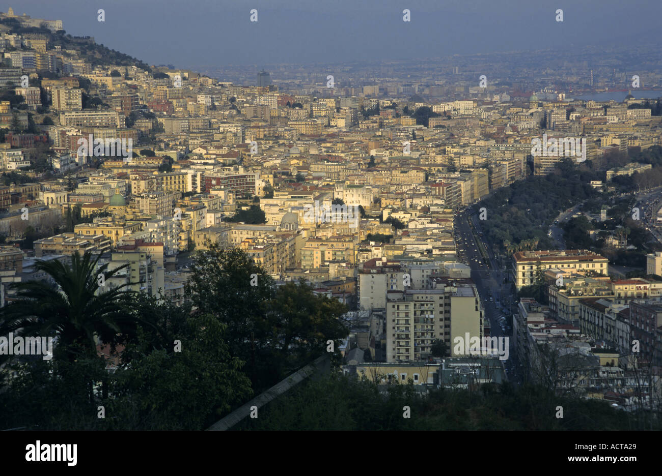 High rise apartment buildings of the Posillipo District at sunset ...