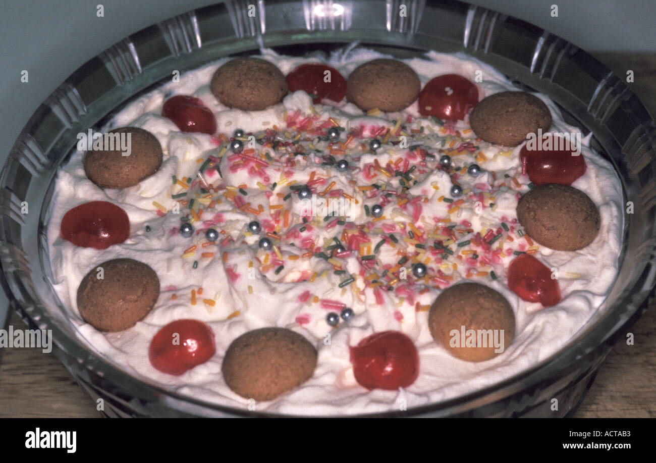 Upavon Wiltshire England Christmas dinner lunch Trifle Pudding Desert ...