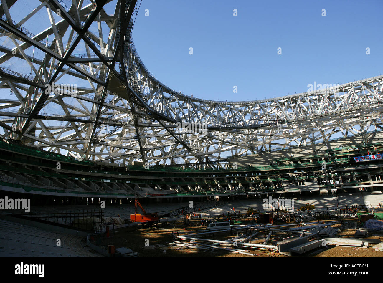 inside construction site of National Stadium,"Nest",Beijing,China Stock ...