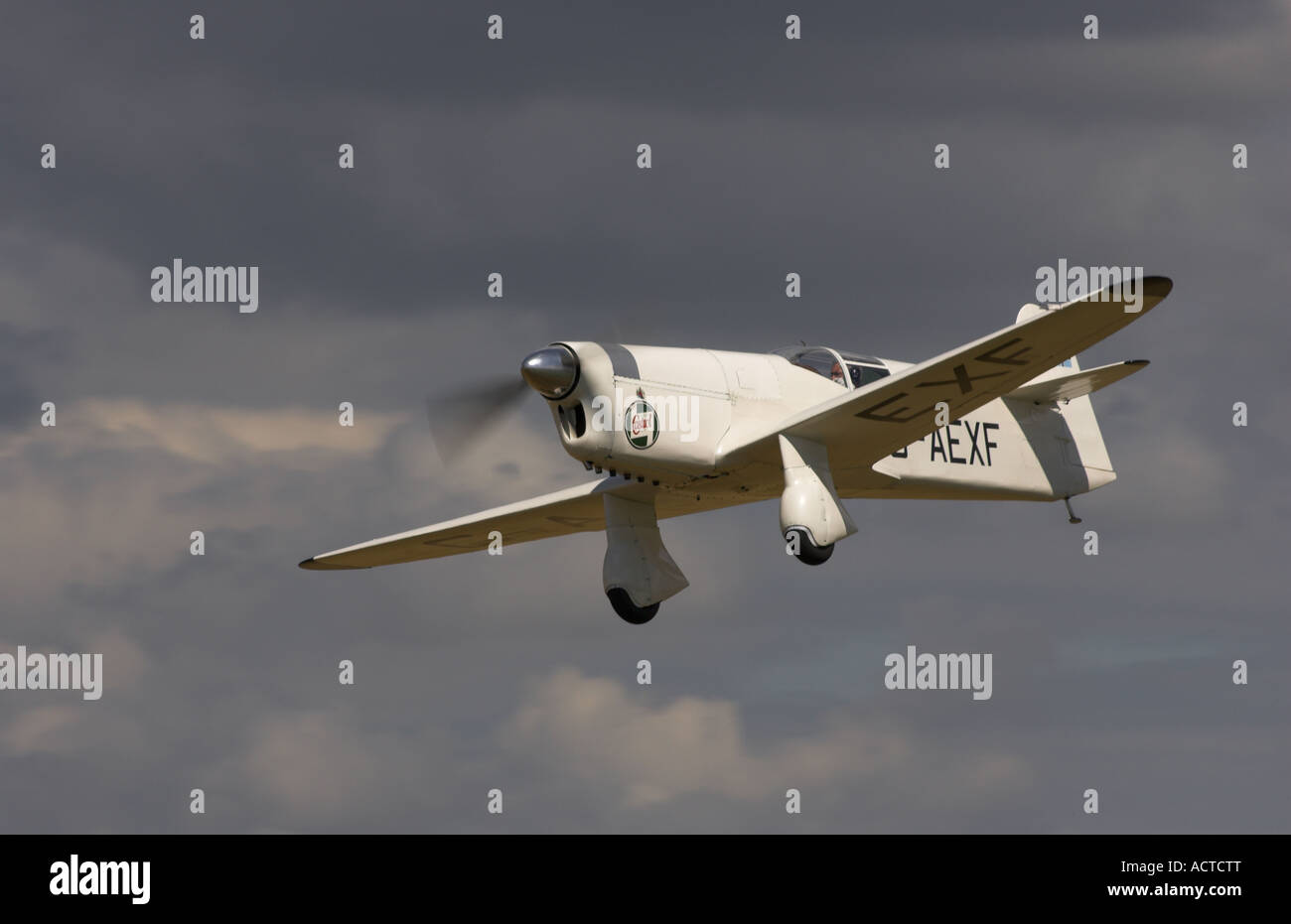 Percival Mew Gull G-AEXF in flight at Breighton Airfield, West ...