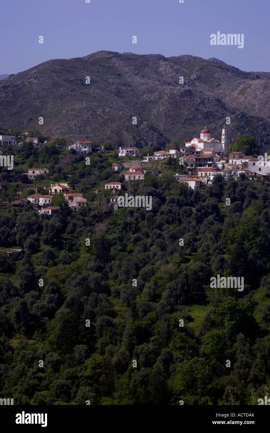 Lakki village in hills of the White Mountains Lefka Ori Western Crete ...