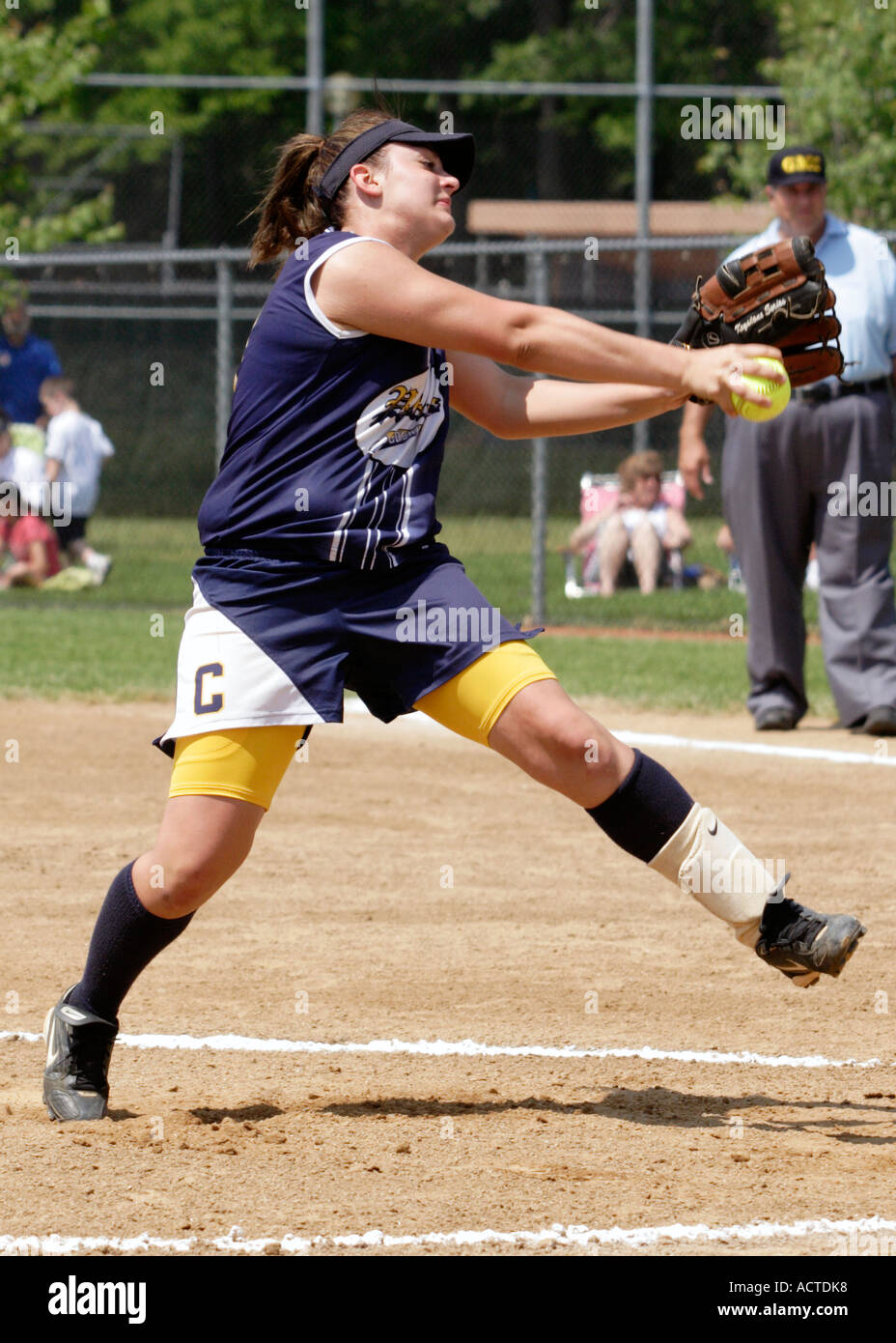 Softball pitcher winding up Stock Photo - Alamy