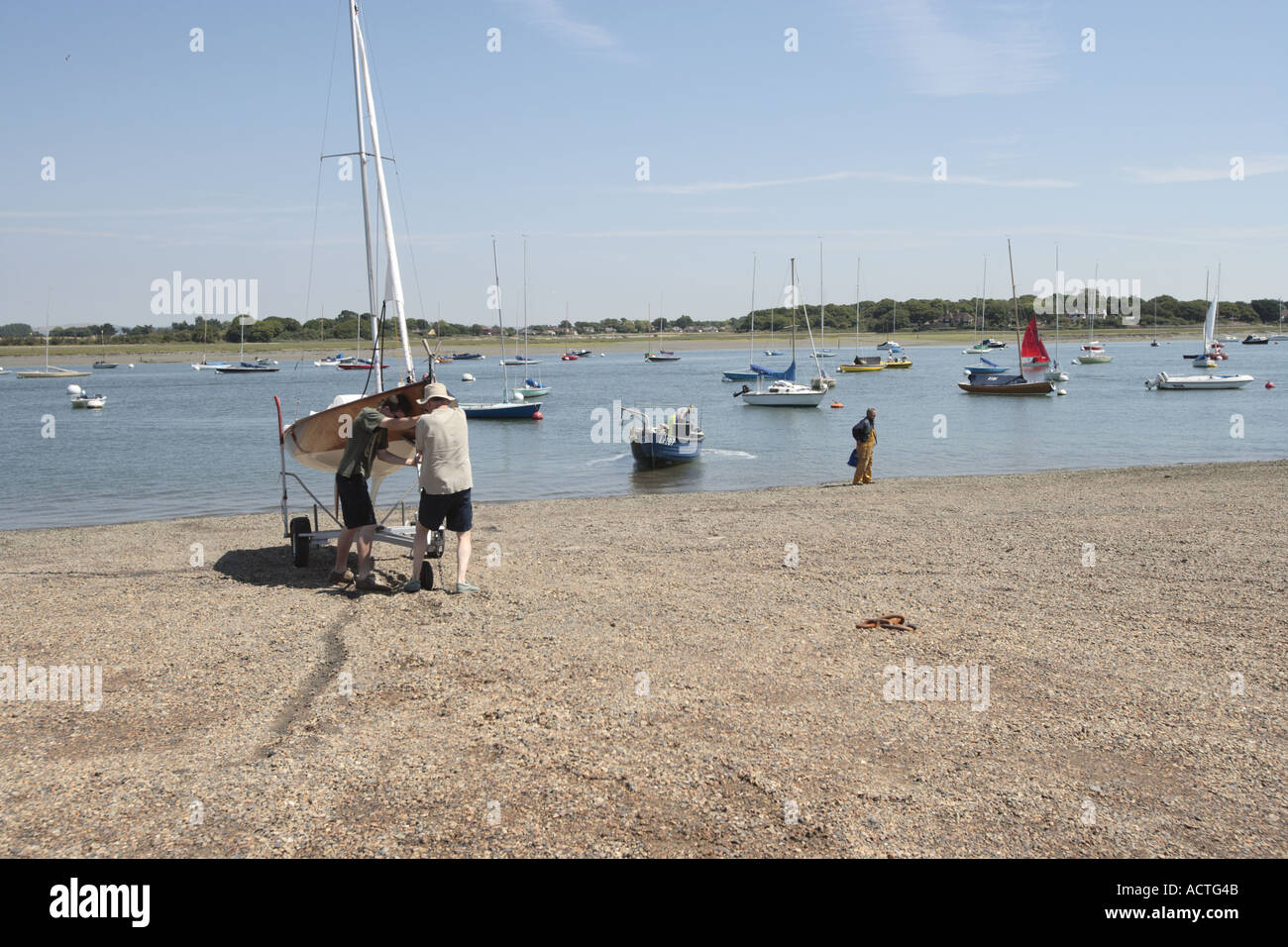 sail boat beach launching Stock Photo - Alamy