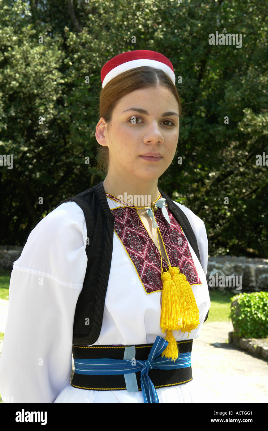 Young girl dressup in Croatian traditional costume Adria Dalmatia ...