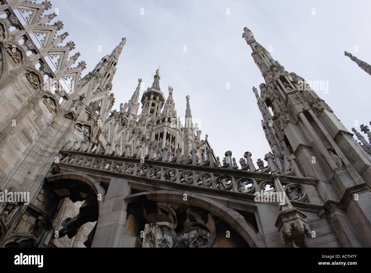 Europe, Italy, Lombardy, Milan, Duomo, Cathedral, spire, spires, roof ...