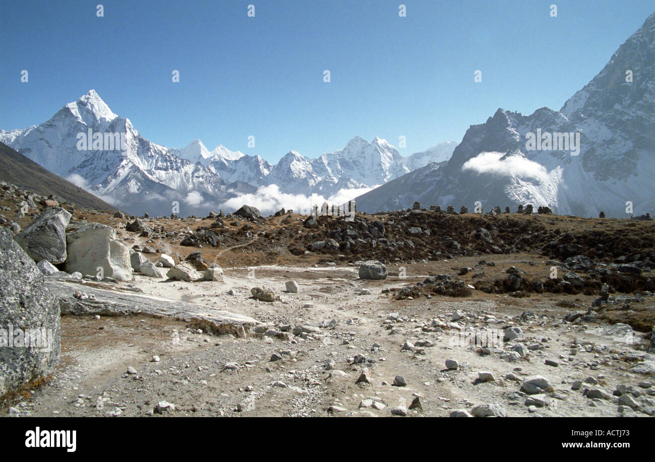 Memorials to died on Everest in Gorak Shep area Sagarmatha National ...