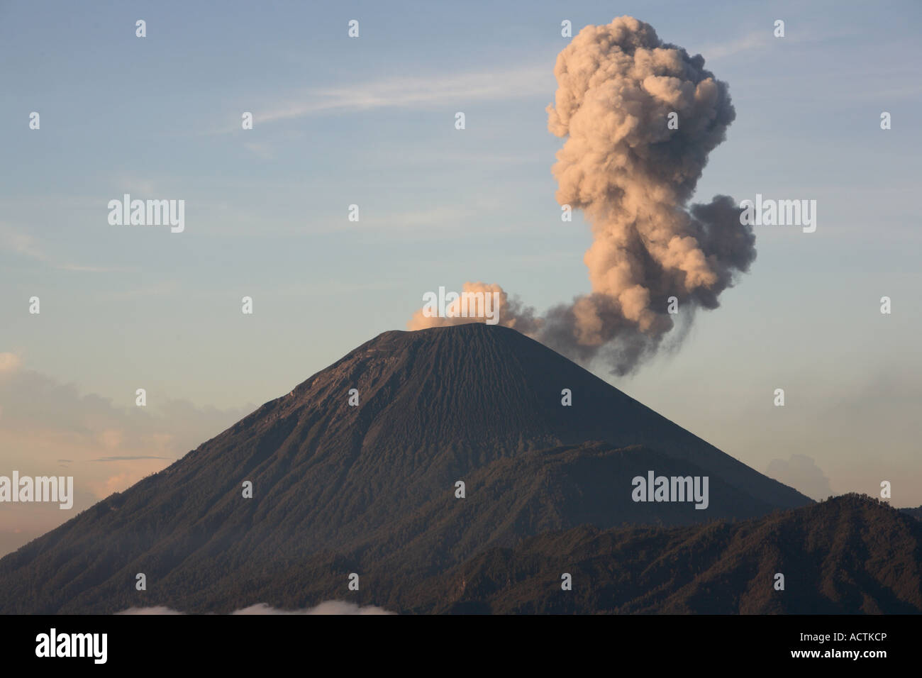 The volcano of Gunung Penanjakan erupts in eastern java Indonesia Stock ...