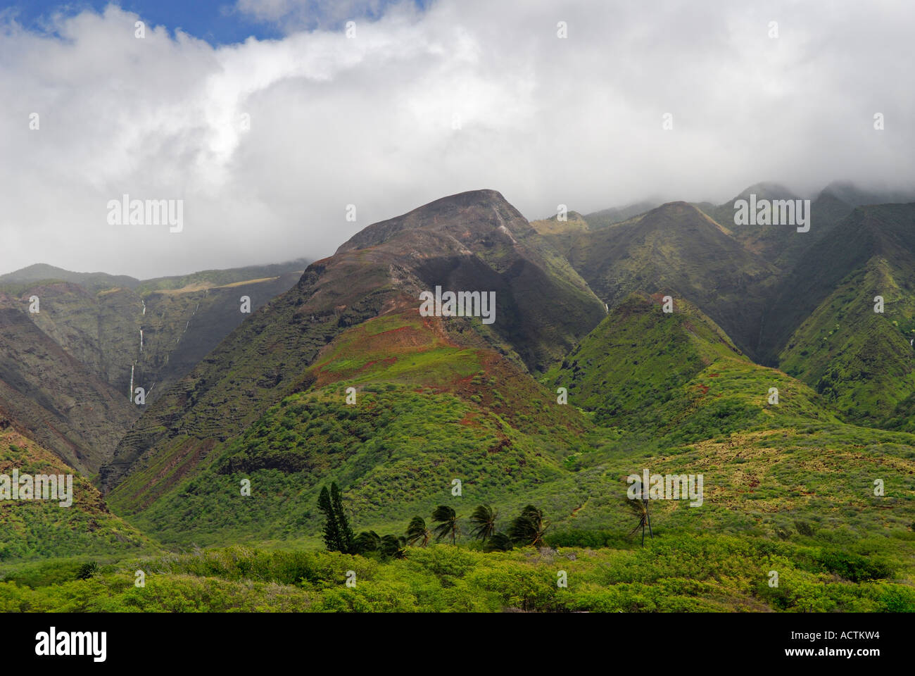 Kamalo Kapulei and Wawaia Gulches at Kamalo Molokai Hawaii Stock Photo ...