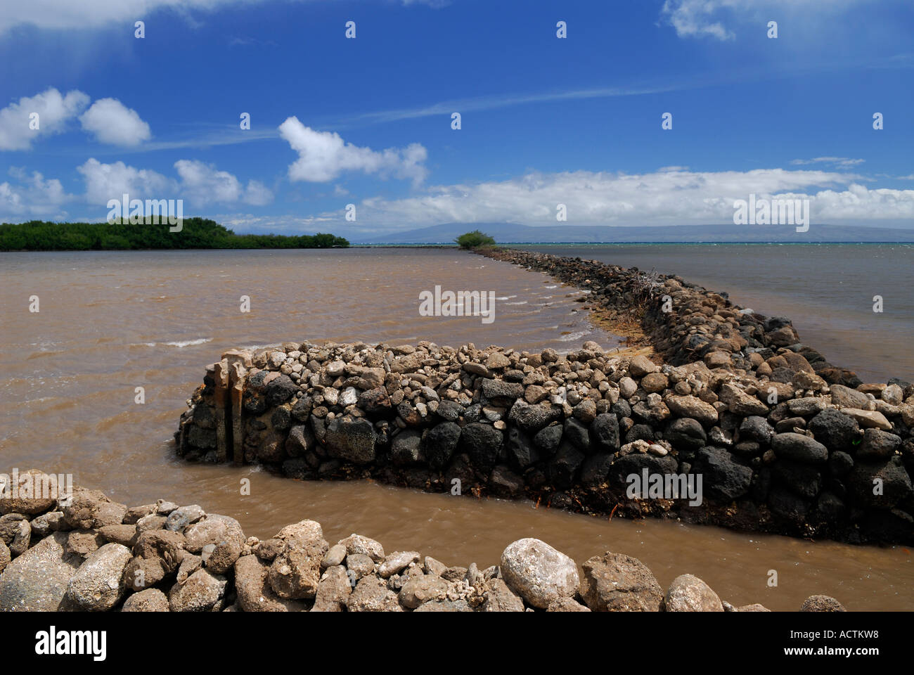 Ancient classic fish ponds on shores of Molokai Hawaii Stock Photo - Alamy