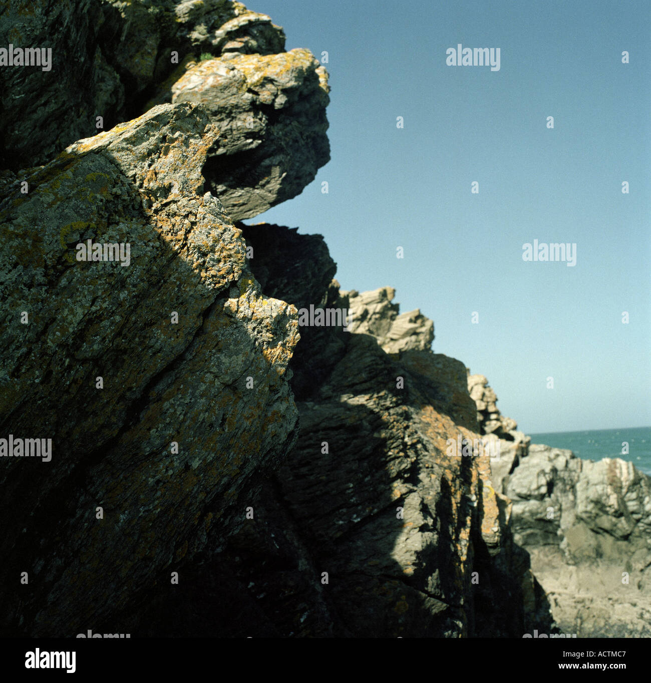 Cliffs along the Cornish coastal path in Newquay Cornwall South-West ...