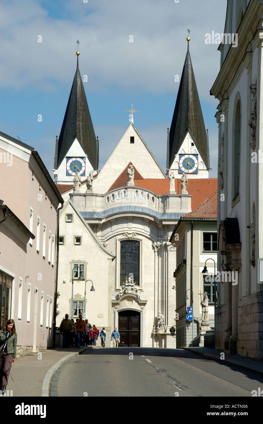 Baroque facade with high towers of the cathedral the old city of ...