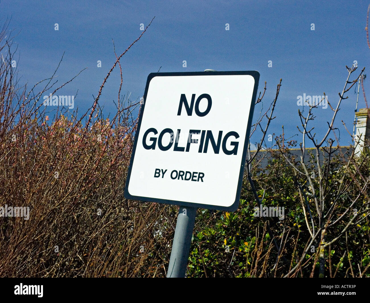 No Golfing sign in a public park in north Dublin, Ireland Stock Photo ...