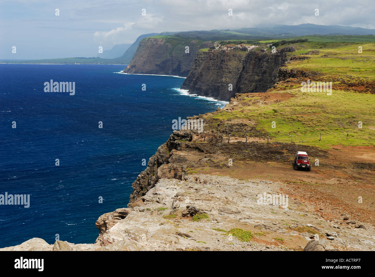 Kalaupapa and highest sea cliffs from north west coast of Molokai ...