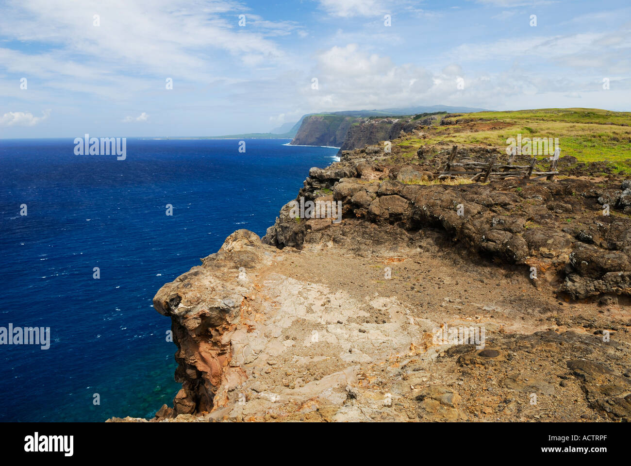 North coast sea cliffs of Molokai west of Kalaupapa Molokai Island ...