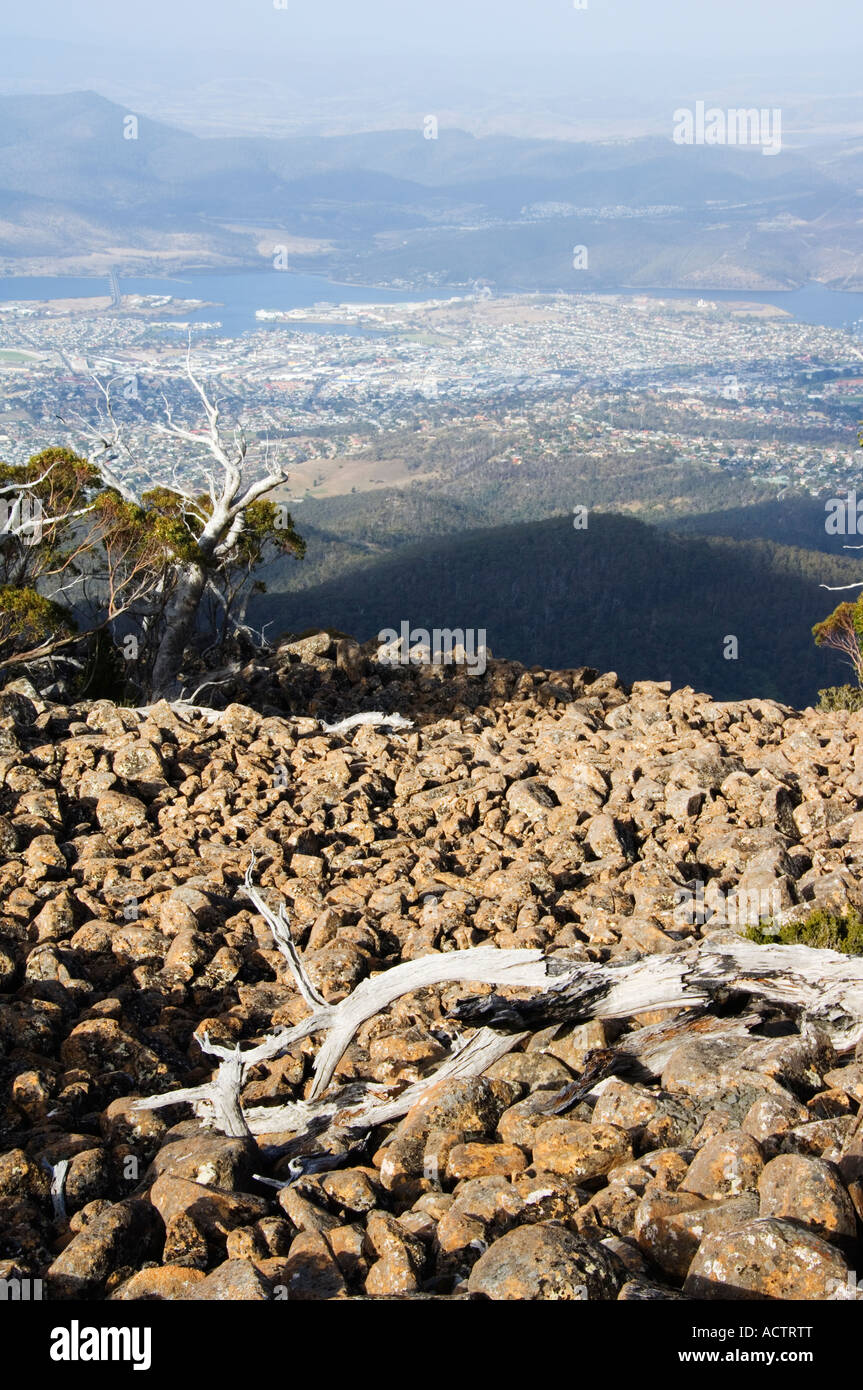 Australia Tasmania Hobart Volcanic Landscape and City view from Mount ...