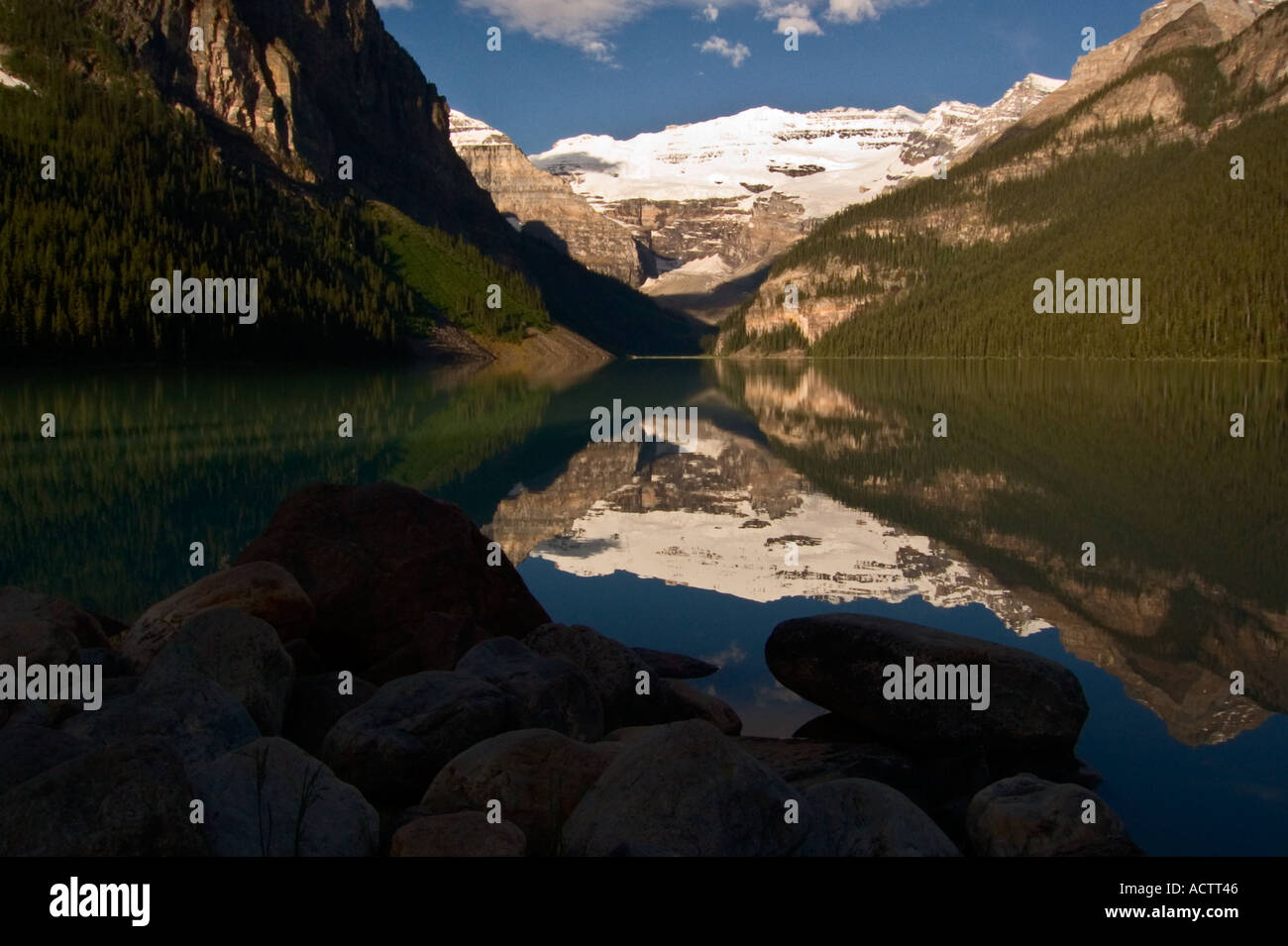 Lake Louise reflections Banff National Park Alberta Canada Stock Photo ...