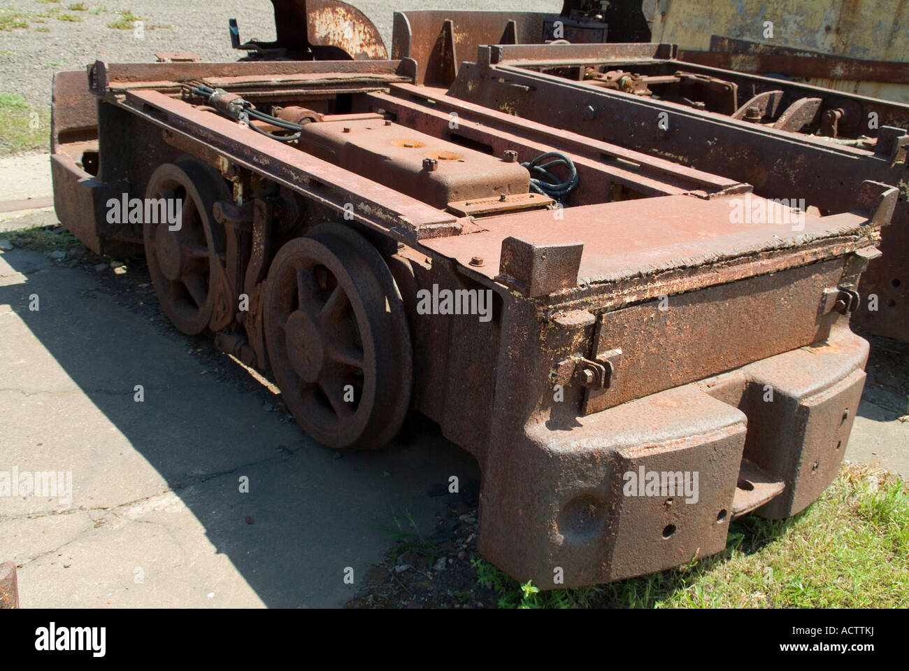 PAIR OF OLD BATTERY OPERATED RAIL ROAD CARTS USED FOR EXTRACTION OF ...