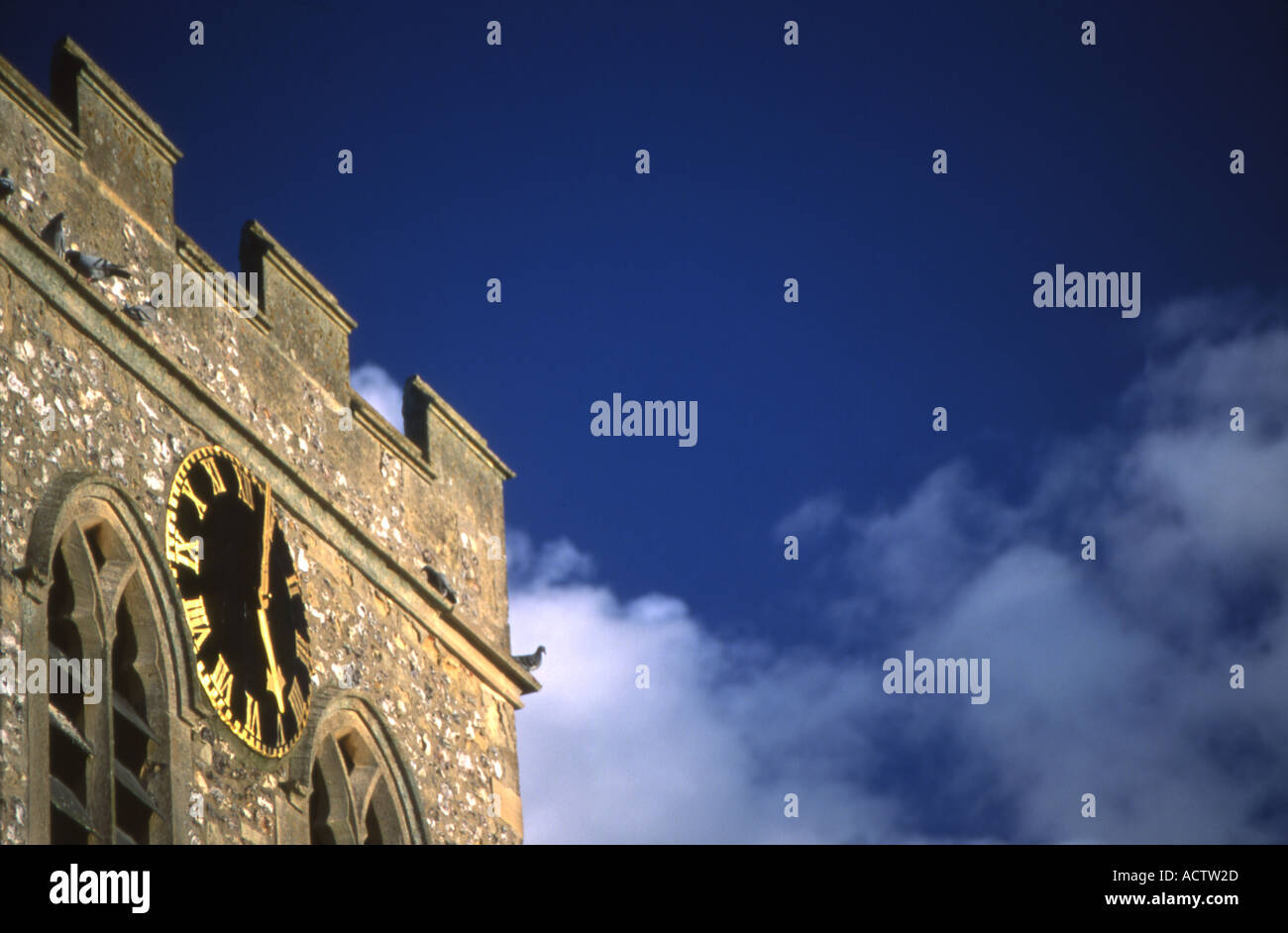 Church tower and clock, Ewelme, Oxfordshire, England Stock Photo - Alamy