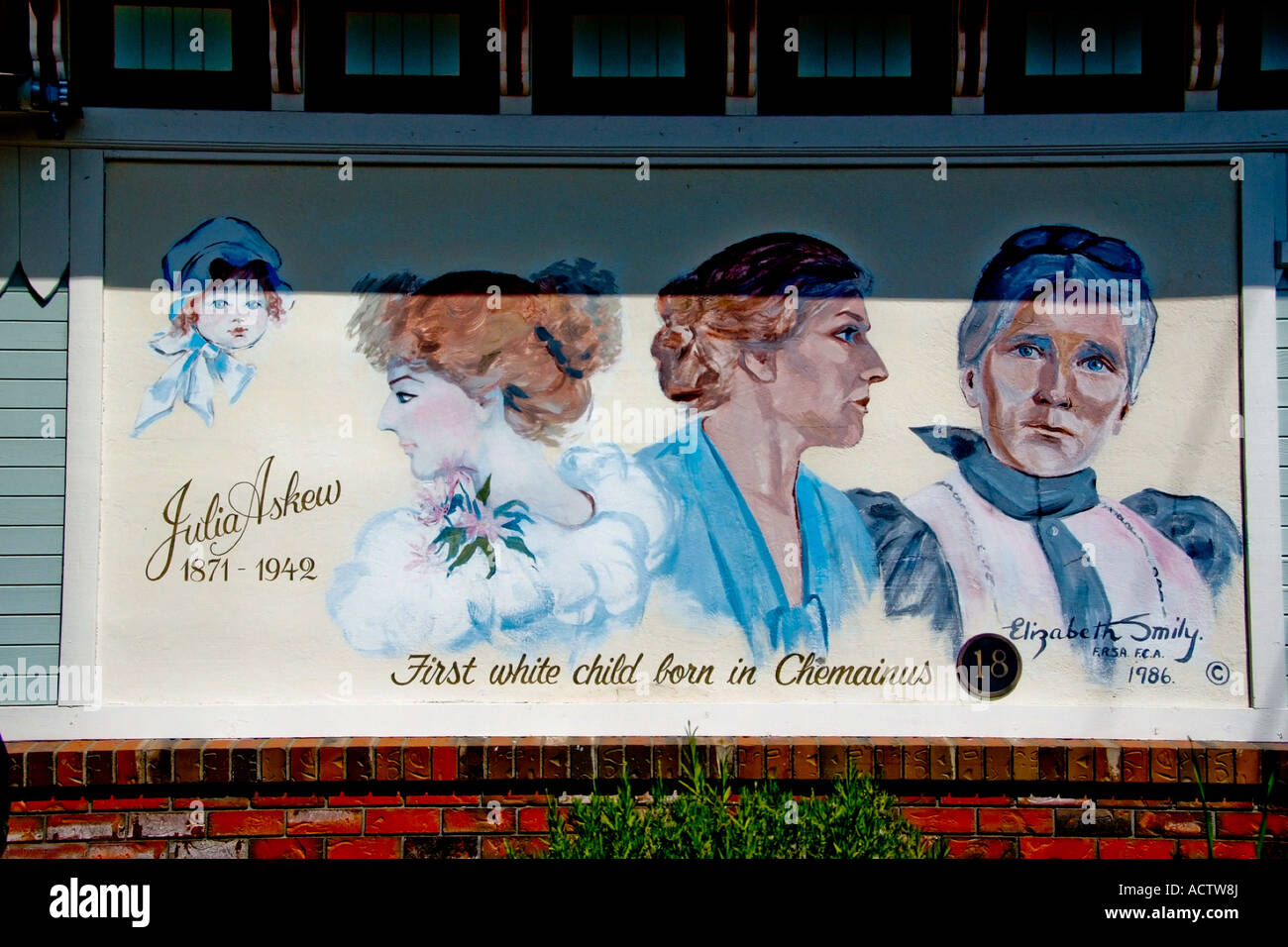 WALL MURAL OF FIRST WHITE CHILD JULIA ASKEW BORN IN CHIMAINUS, CANADA ...