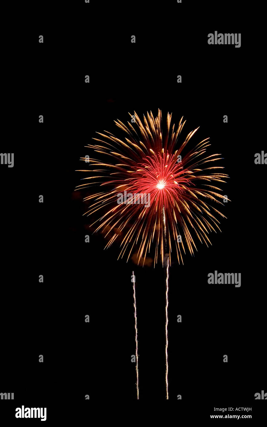 FIREWORKS WITH TWO STEMS AT 4TH OF JULY CELEBRATIONS Stock Photo - Alamy