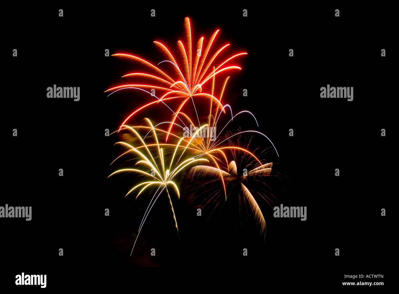 FLOWER SHAPED BURSTS OF MULTICOLOR FIREWORKS Stock Photo - Alamy